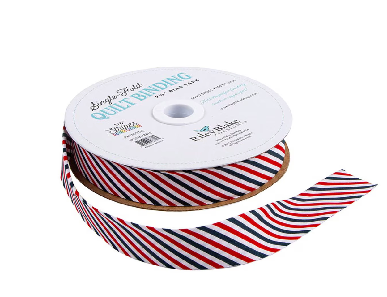 Riley Blake Designs Single-Fold Quilt Binding 1/8" Tonal Stripe Patrio