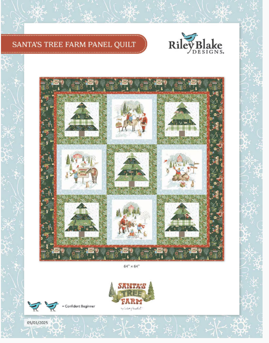 Santa Tree Farm Panel Quilt Kit-top & binding, 64x64